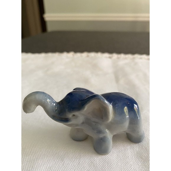 Accents | Vtg 195s Japan Blue Gray Elephant Standing Trunk Up Figurine ...